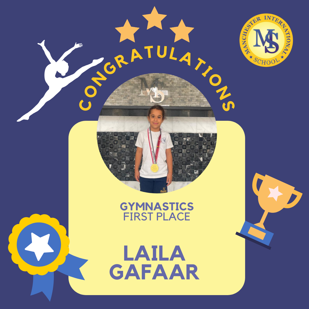 Laila Gafaar Y1A Wins 1st Place in Gymnastics - Manchester ...